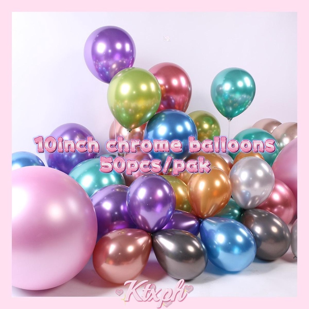 10 inch 50 pcs chrome metallic latex balloon chromium birthday party ...