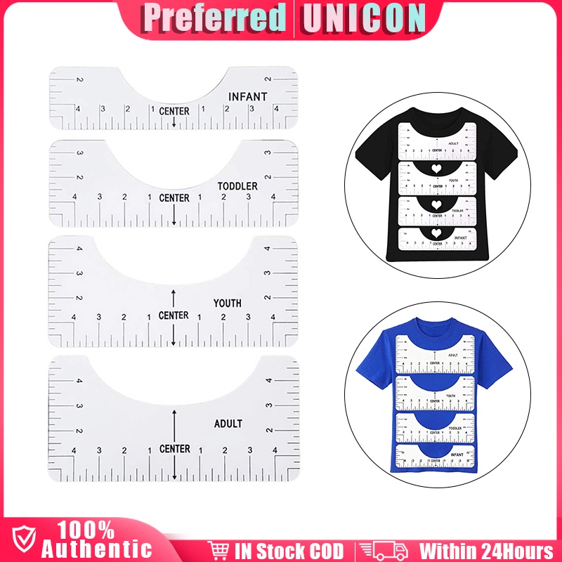 4/8pcs T-Shirt Ruler Guide Center Designs Set Shirt Front Back ...