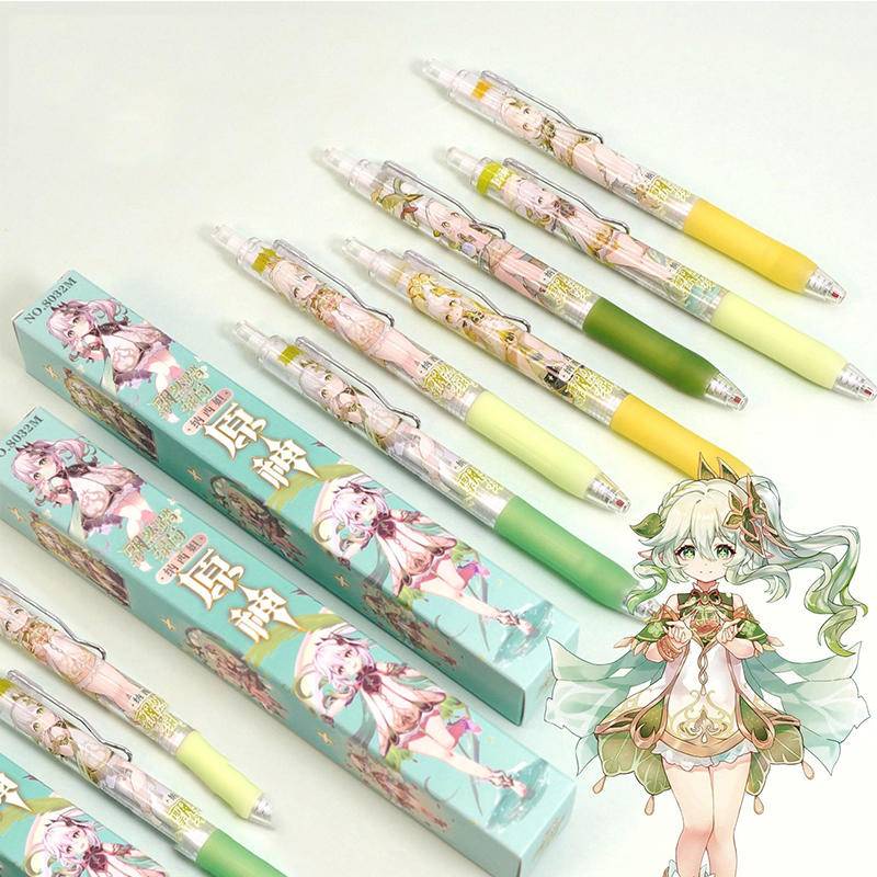 Game Cartoon Genshin Impact Cute Gel Pen Zhongli Xiao Yae Miko Raiden ...