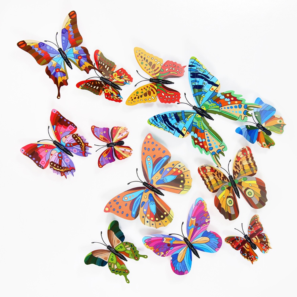 12pcs/Set Colorful 3D Butterflies Wall Stickers Living Room Home Decor ...