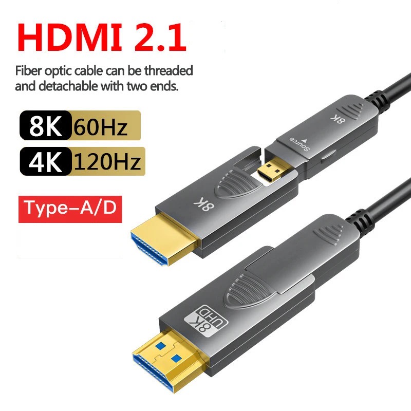 10m 20m 30m 50m 8K Detachable Fiber Optic HDMI-compatible 2.1 Cable ARC ...