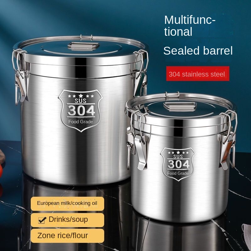 304 Sealed Barrel Extra Thick Stainless Steel Rice Barrel Insect-Proof ...