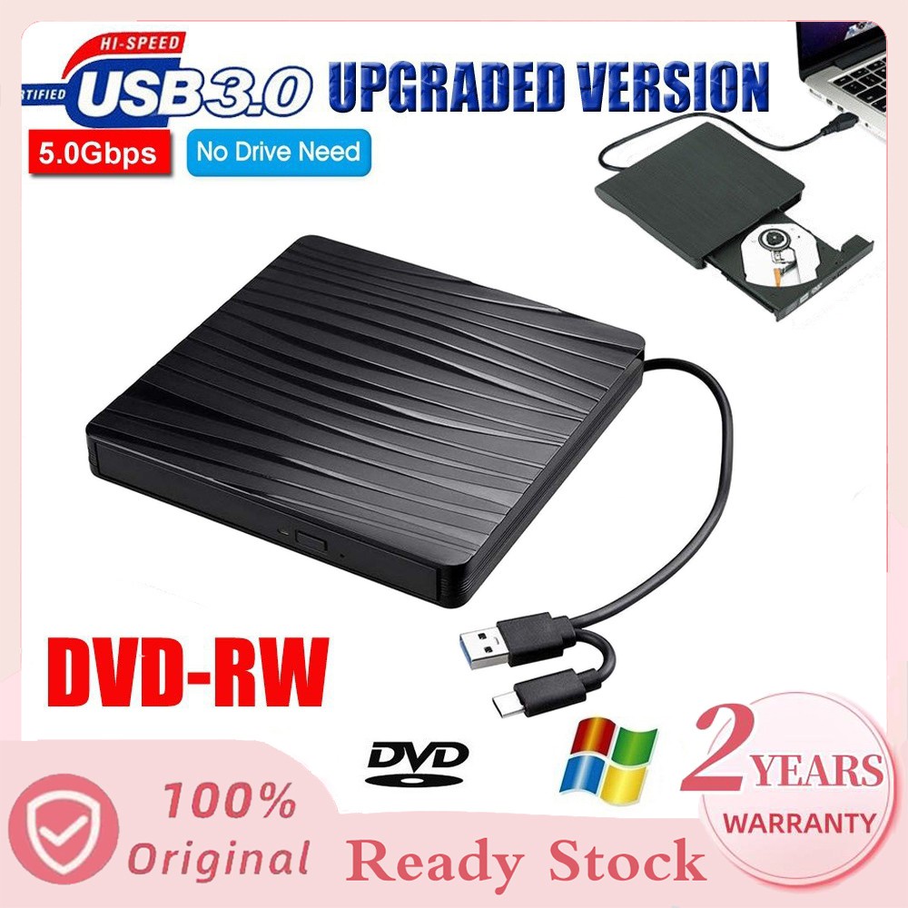 USB 3.0/Type-C External DVD Drive Portable DVD Burner Writer Rewriter ...