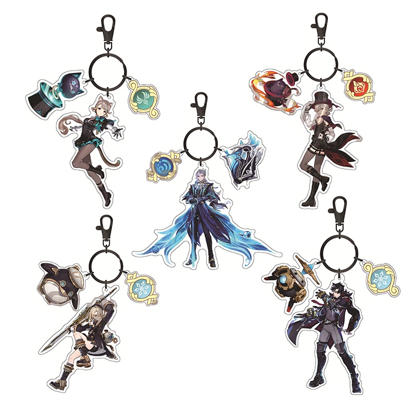 OUS 3 in 1 Genshin Impact Keychain Furina Wriothesley Character 3 in1 ...