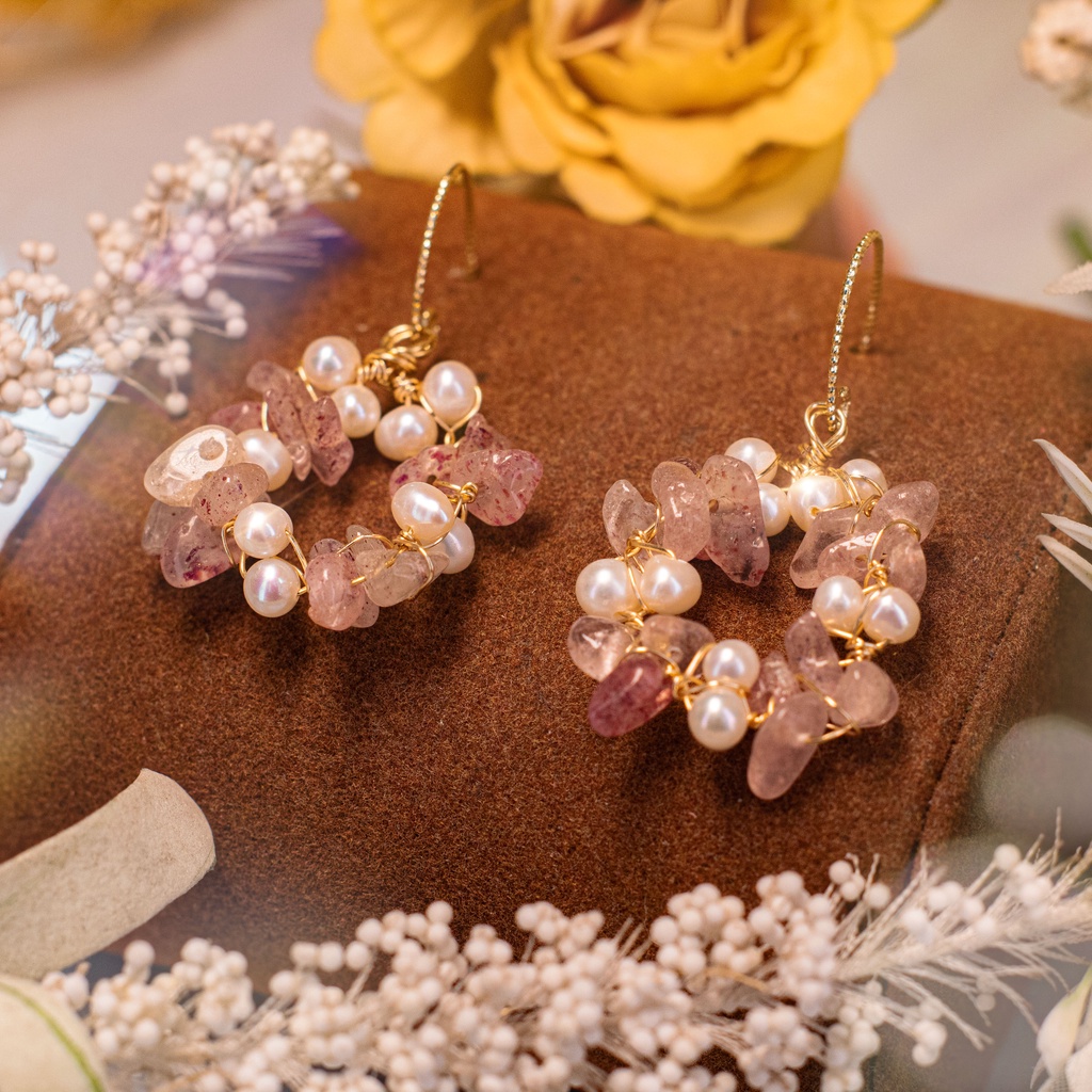 Peculiar Natural Pearls 18k Gold Plated Strawberry Crystal Quarts ...