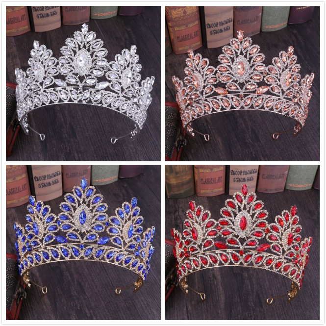 1pcs New Glitter Baroque Diamante Large Crystal Floral Crown Exquisite ...