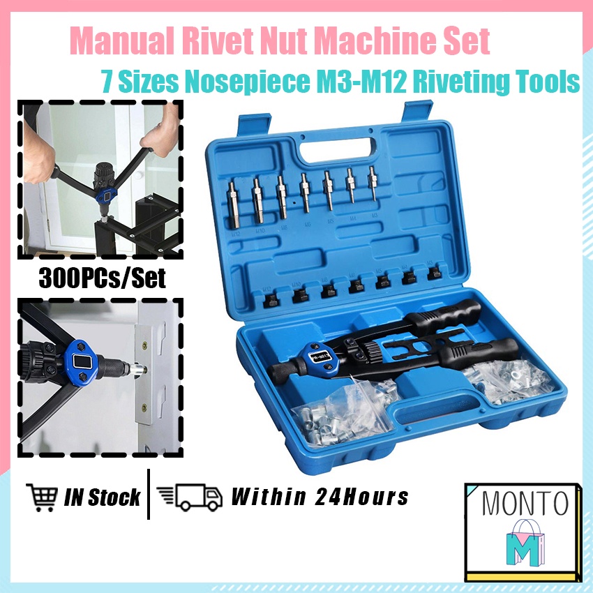300PCs/Box Heavy Duty Nut Rivet Riveter Rivnut Nutsert Riveting Kit ...