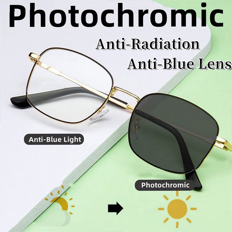 Ready Photochromic Anti Radiation Glasses Eyeglass Eyeglasses for Woman Men Anti Blue Light Eyewear Shades Anti UV Sunglasses Ins1 Shopee Philippines