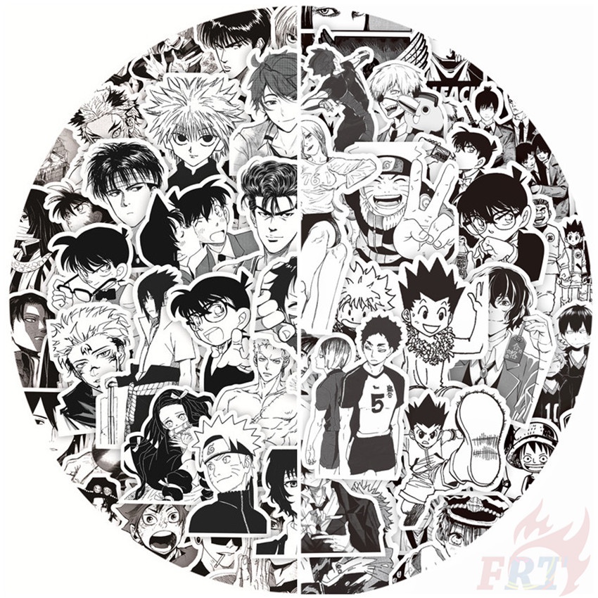 140Pcs/Set Mixed Funny Anime Black & White Stickers DIY Fashion Decals ...