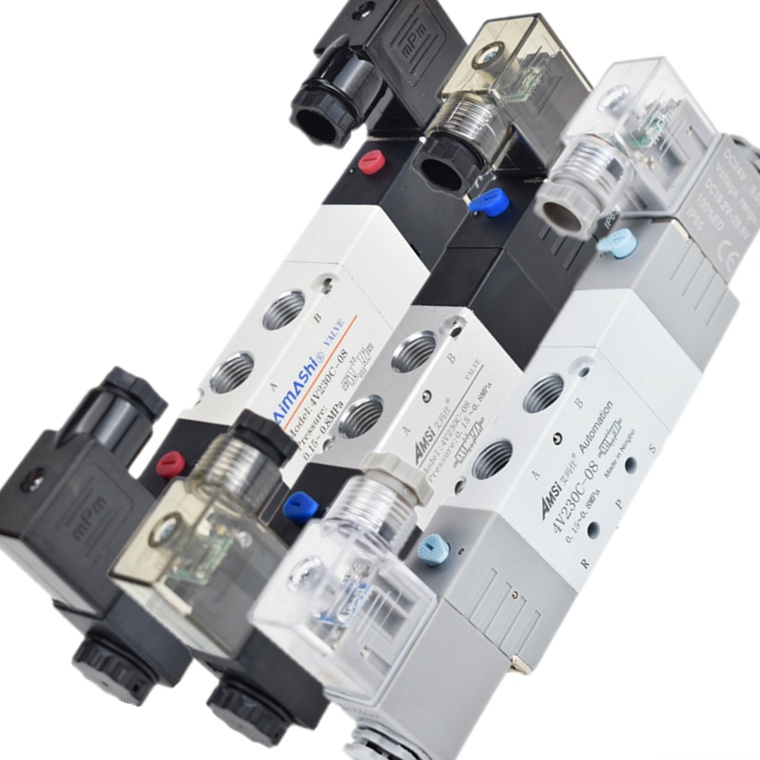 Amsi 3-bit 5-way Solenoid Valve 4V230C-08 Pneumatic Reversing Valve 220V Solenoid Control Valve ...