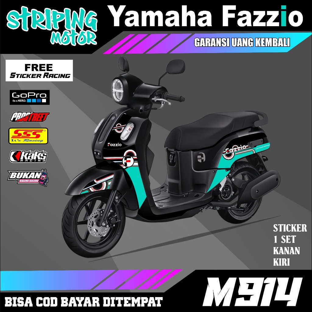 Striping the Yamaha FAZZIO semi full body decal trim sticker | Shopee ...
