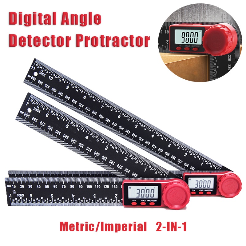 1pc 200mm/300mm 360° Digital Angle Finder Protractor 2-in-1 Angle Measurement Scale Rulers with ...