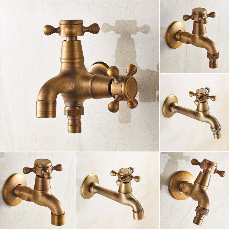 Bronze Faucet Double Washing Machine Faucet 2 Way Water Tap Water Tap ...