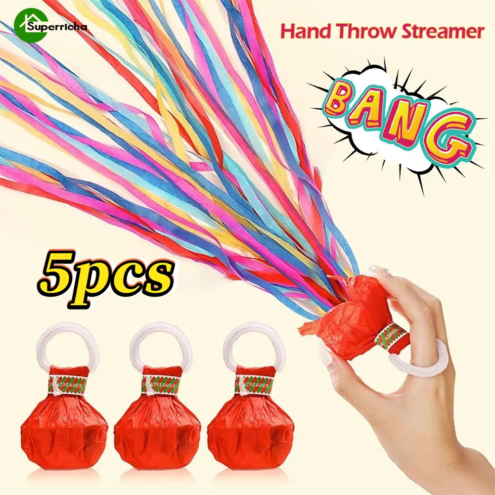 5pcs Magic Hand Throw Streamers Colorful Ribbon Party Paper Cracker ...