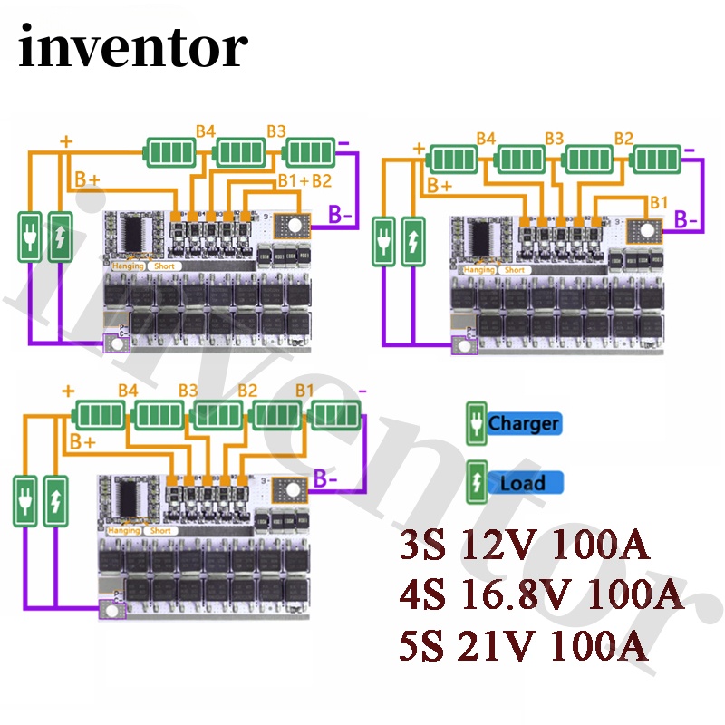 5S 4S 3S BMS 100A 21V 18V 16.8V 12V 18650 Li-ion LMO Ternary Lithium ...