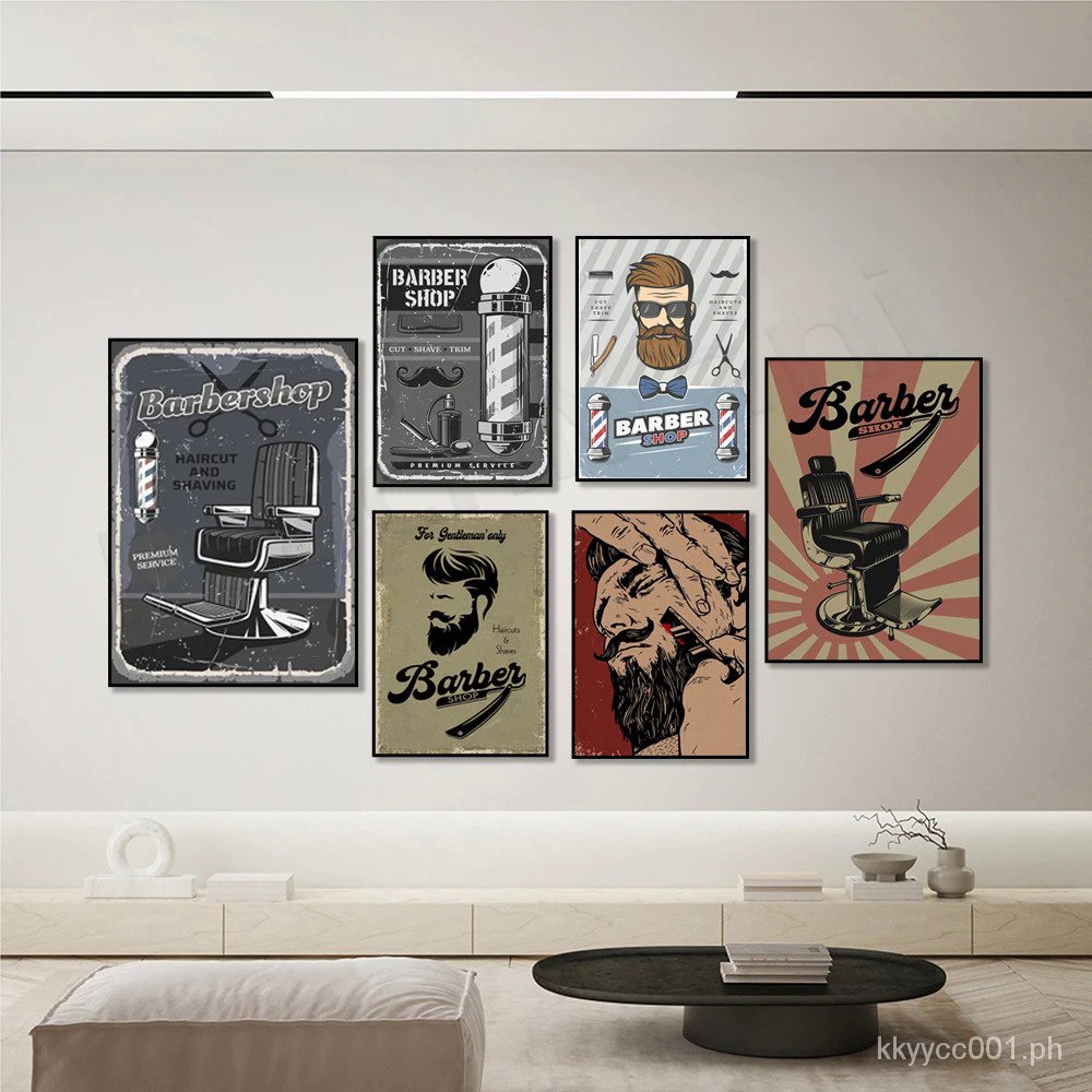 Vintage style barbershop print, barbershop poster logo, retro men's ...