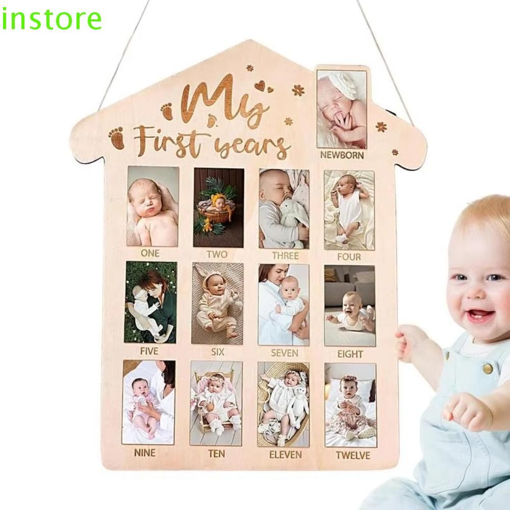 INSTORE Baby’s First Year Picture Frame, Wooden My First Year 12 Month ...