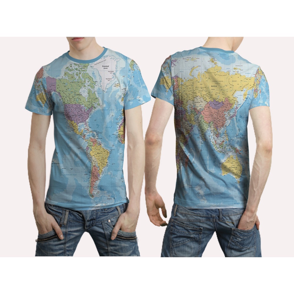 World Map T-shirt, World Map all printed jersey | Shopee Philippines