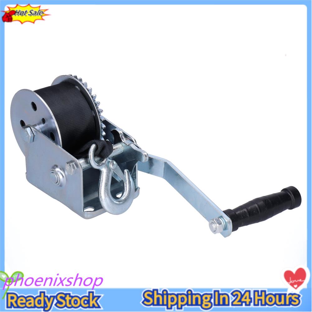 Phoenixshop 600LBS Winch With 6M Strap Hand Crank Cable Gear Manual ...