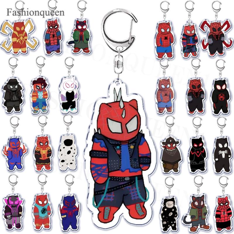 Cute Hero Spider Punk Cat Key Chain Key Ring Keychain For Accessories ...