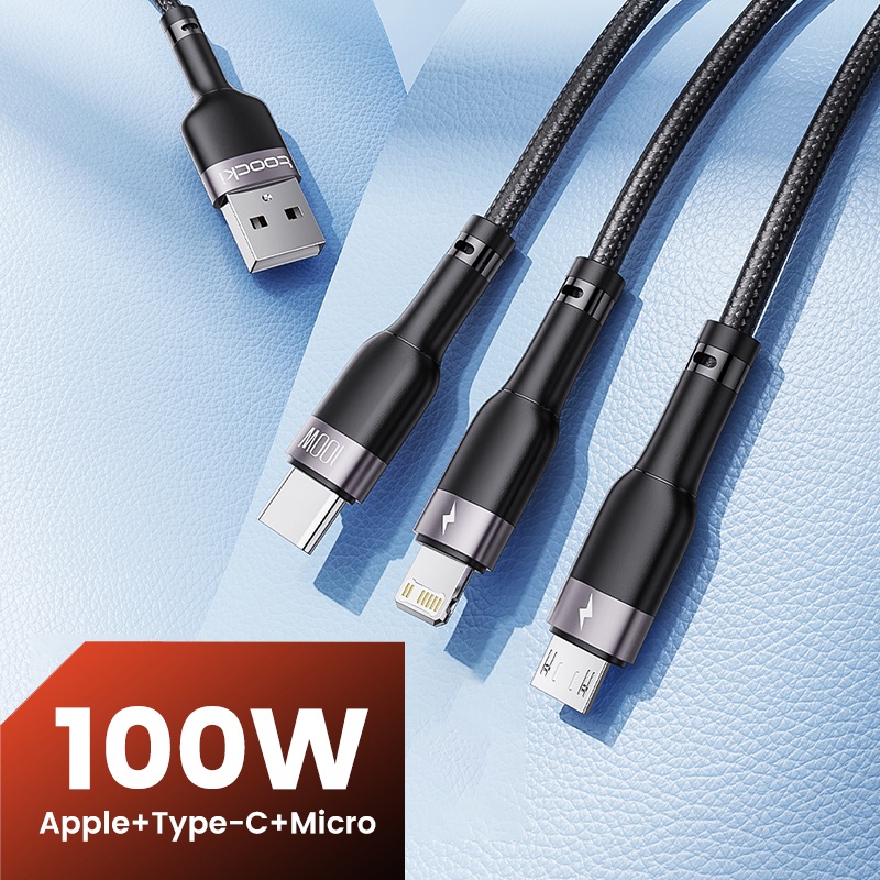 3 in 1 USB Type C Micro Cable for Xiaomi Huawei 100W Fast Charging Wire ...