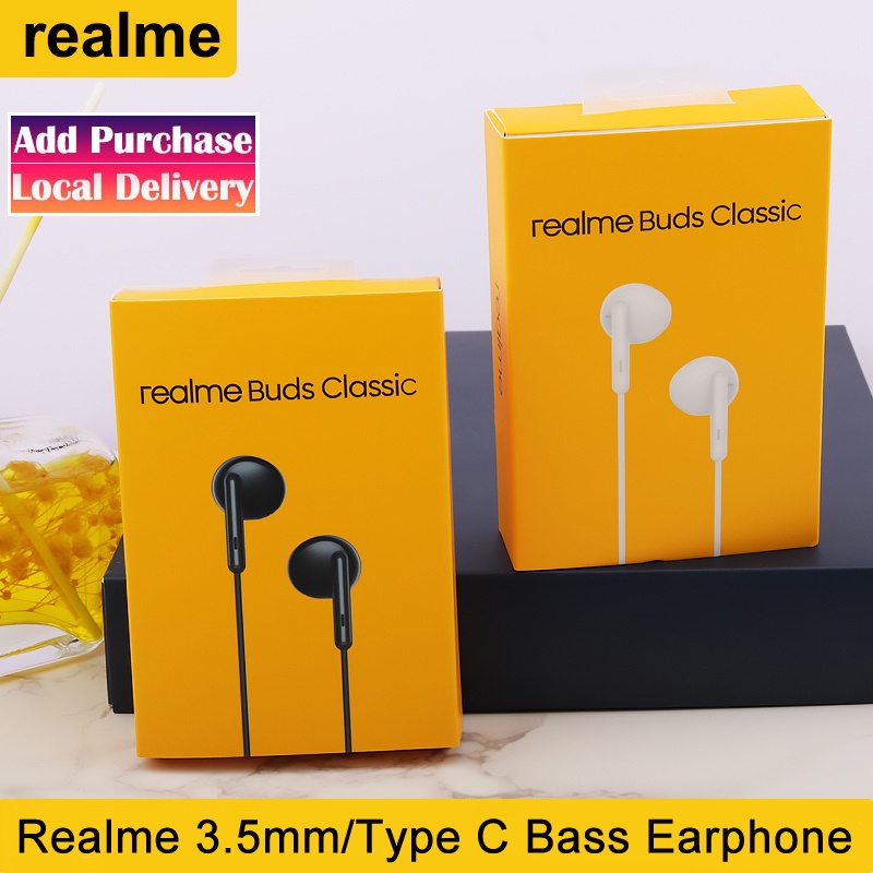 Realme Earphone Buds Classic Earphones In-Ear Headset Wired For Type C ...