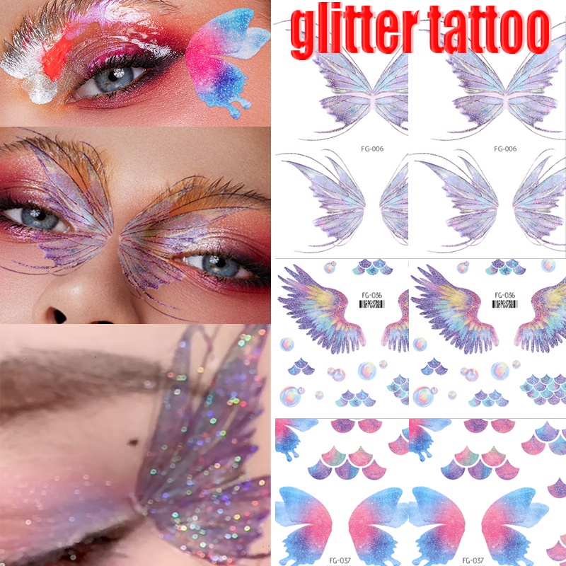 Fairy Butterfly Wings Shiny Tattoo Sticker Waterproof Eyes Face Hand ...