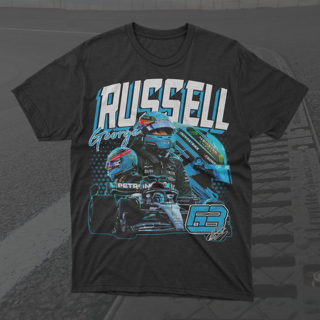 George Russell Formula 1 Racing Tshirt, F1 2023 Helmet Shirt, George ...