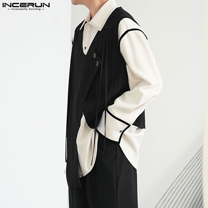 INCERUN Men's Striped Strap Irregular Vest | Shopee Philippines