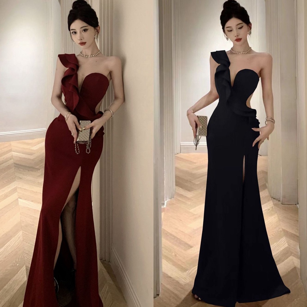 Hawlife Korean Red Black Elegant Banquet Dinner Evening Prom Cocktail ...