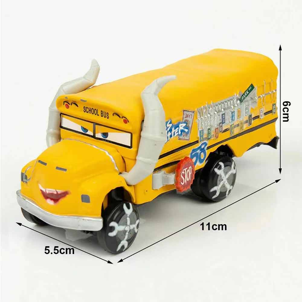 Cars 3 Miss Fritter Crazy School Bus Diecast Toy Car 1:55 Kid Vehicle ...