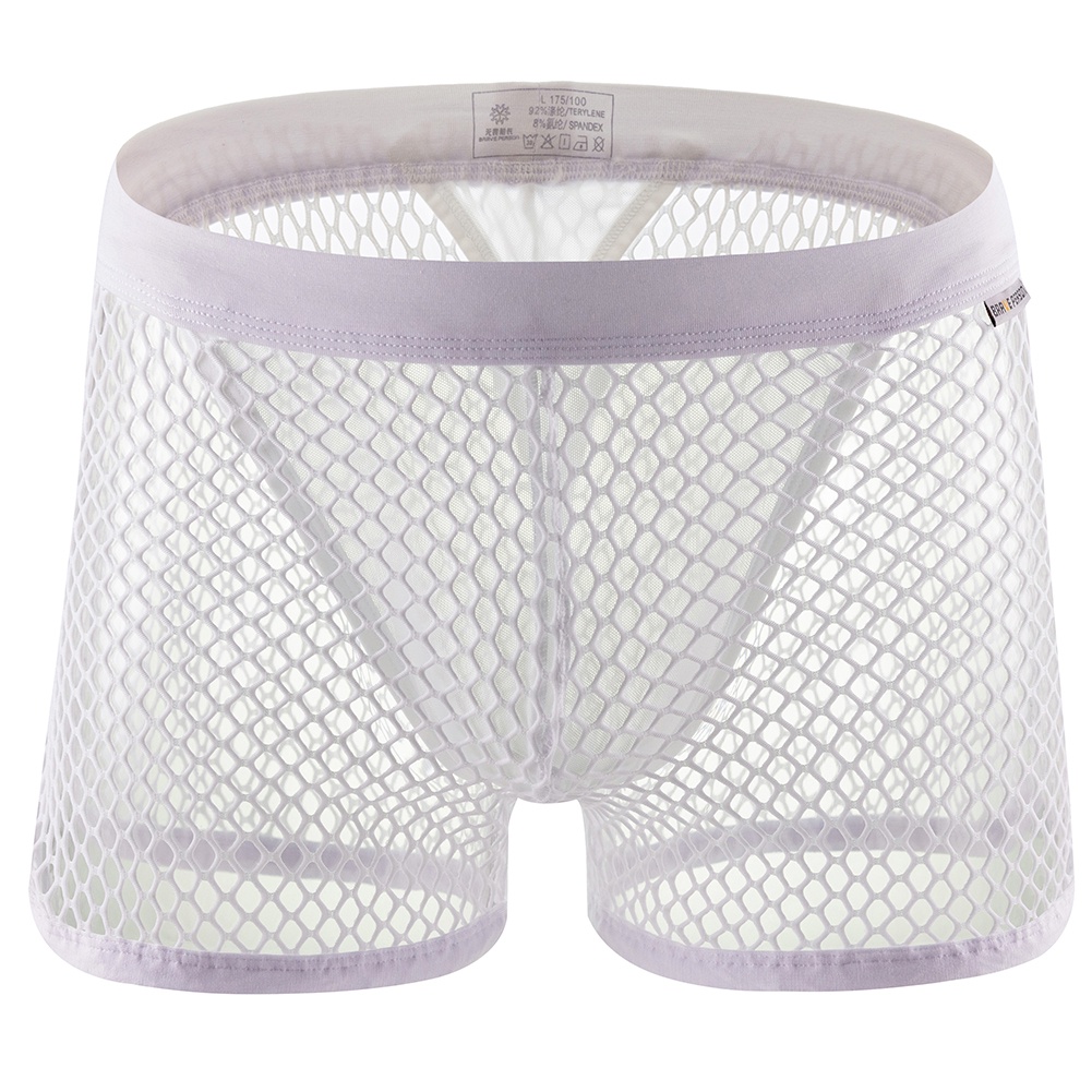 Men's Underwear Mesh Breathable Boxers See Through Low Waist Fishnet ...