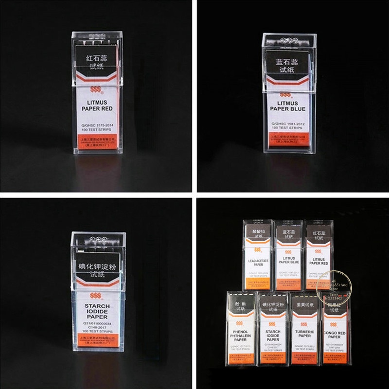 Phenol phthalein/Congo red/Lead acetate/turmeric/litmus red/litmus blue ...