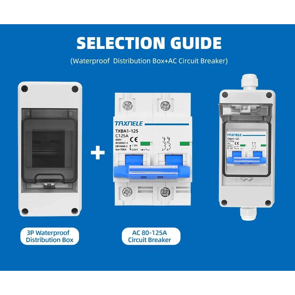 IP65 Waterproof Electric Distribution Box AC DC Solar Circuit Breaker ...