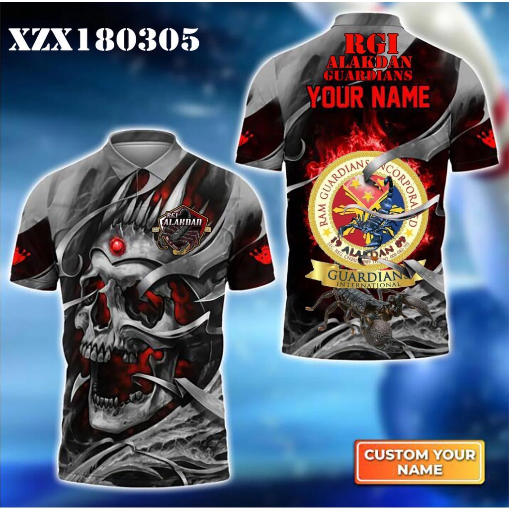 Limited edition rgi alakdan 2011 skull 3D polo shirt (Free custom ...