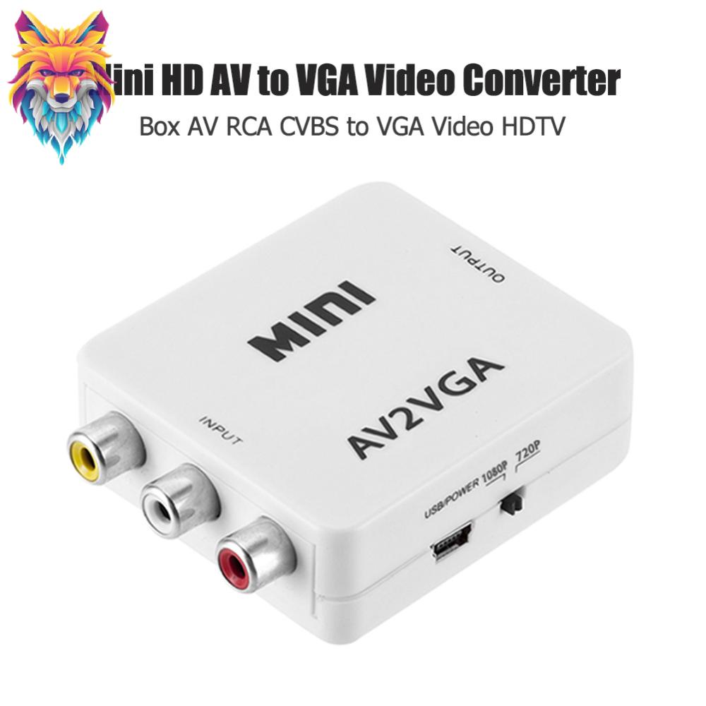 OUT ☞Mini HD AV2VGA Video Converter Box AV RCA CVBS to VGA Video HDTV ...