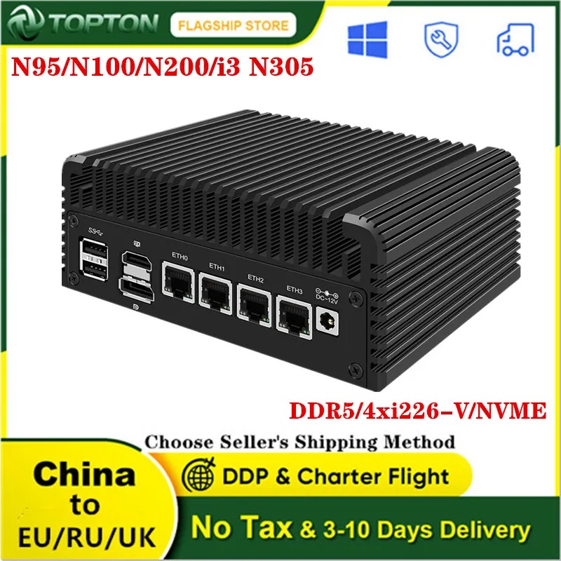 12th Gen Fanless Firewall Soft Router Intel i3 N305 N200 N100 DDR5 ...