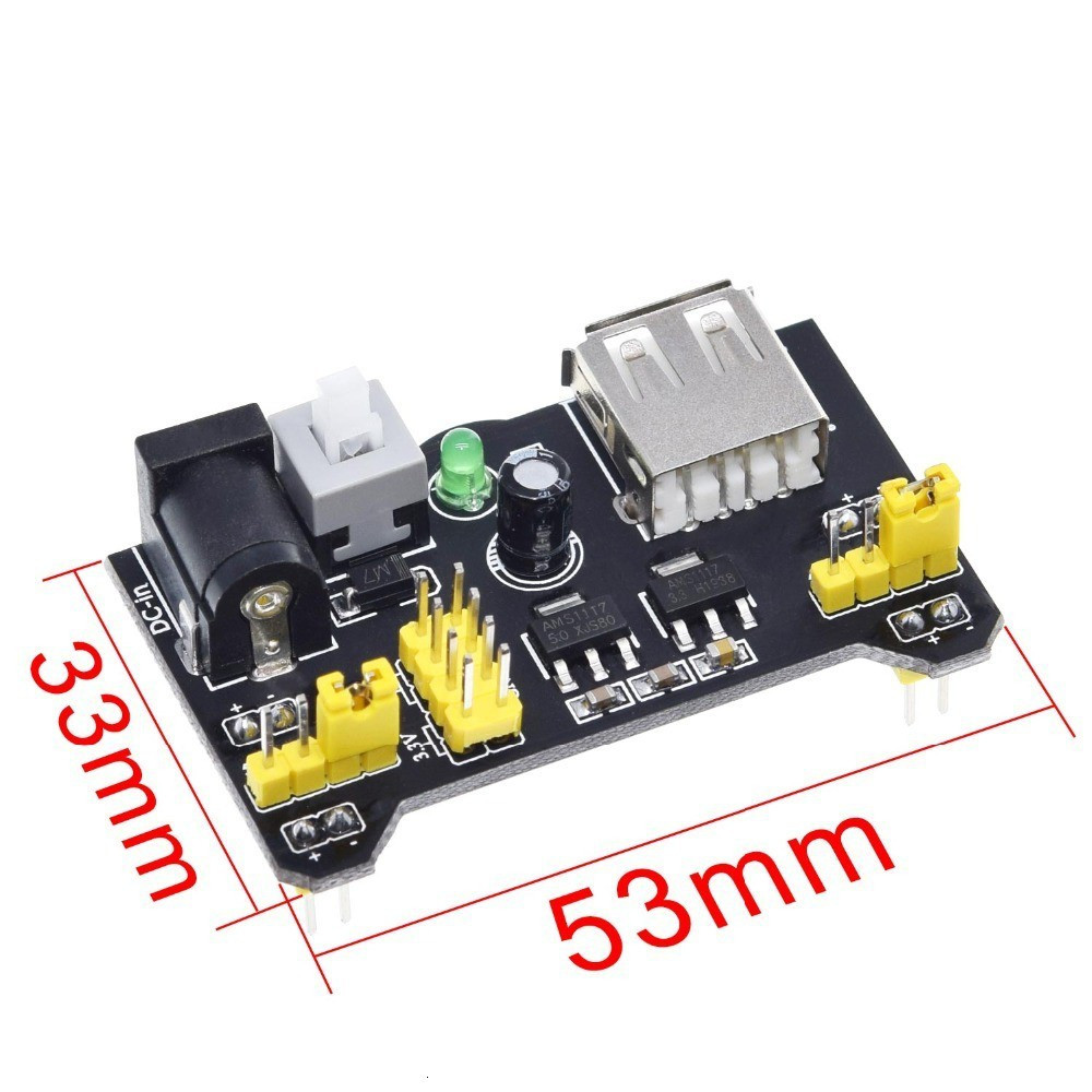 MB102 Solderless Breadboard Power Supply Module for Arduino 3.3V 5V ...