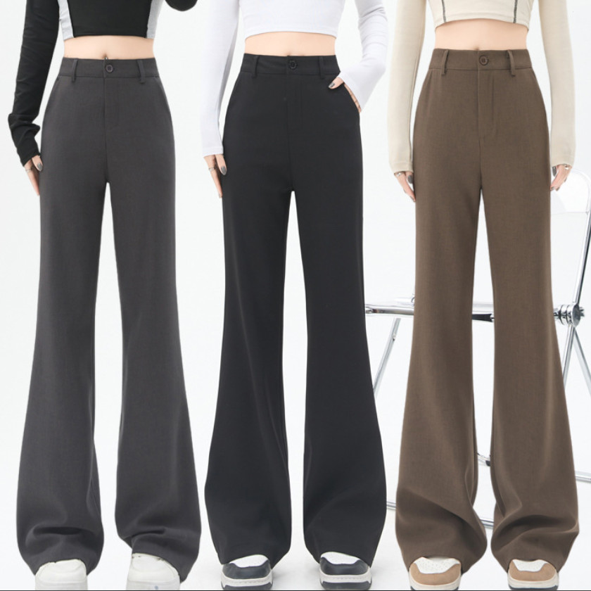 Korean Fashion Women's Suit Pants Flared Pants Work Casual Wide Leg ...