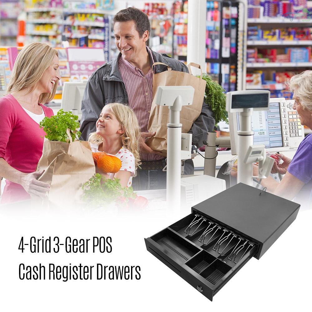 Heavy Duty Cash Drawer Four-Grid Three-Gear POS Cash Register Drawers ...