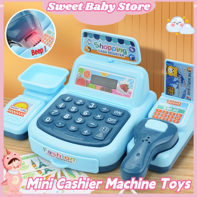 Mini Shopping Cashier Machine Toys Kids Cash Register Play Children's ...