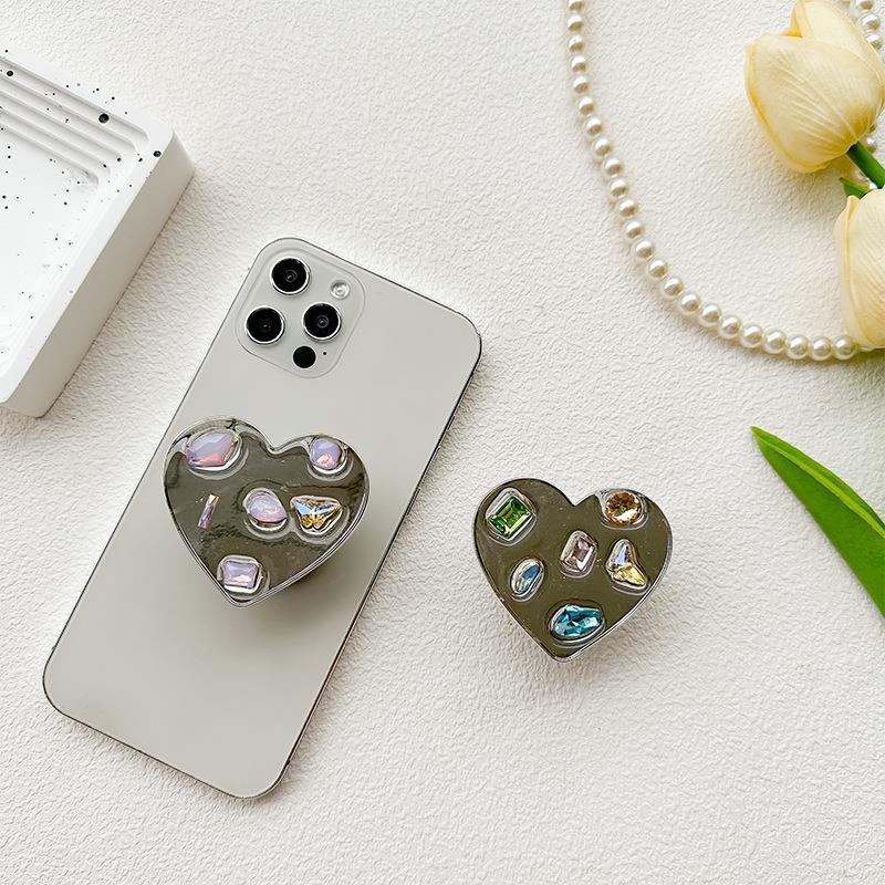 Sliver 3d Love Diamond Plain Color Phone Grips Griptok Bracket Plain ...