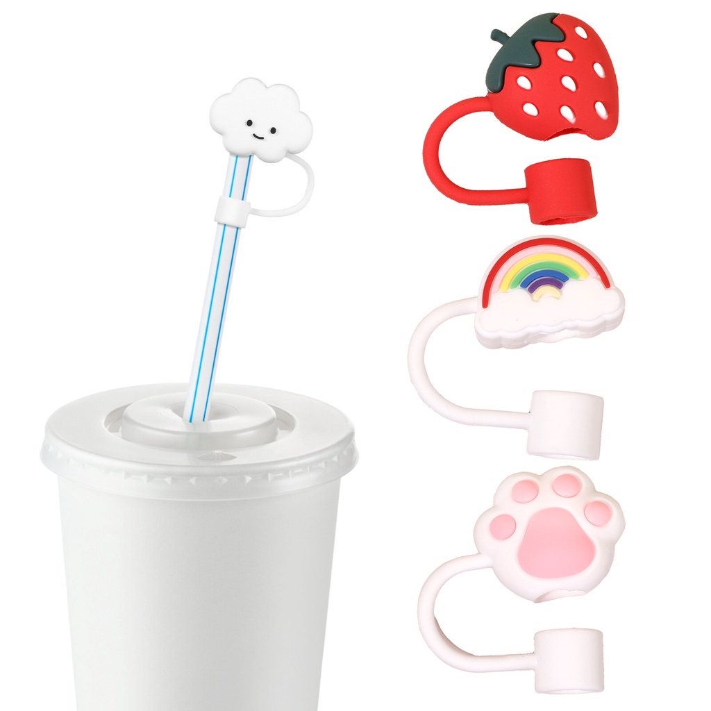 Reusable Drinking Dust Cap/ Multi Style Strawberry Rainbow Cat Claw ...