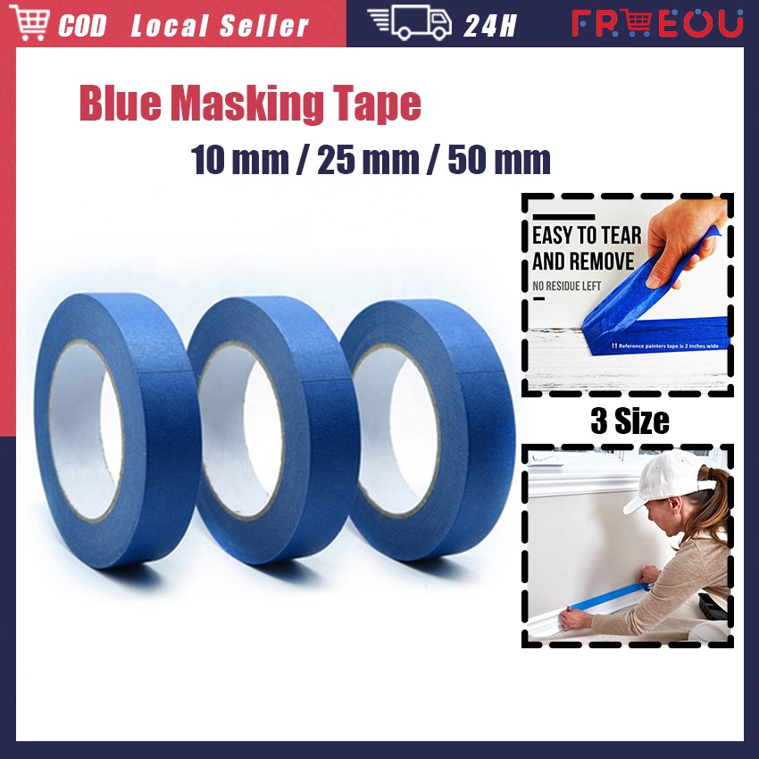 10mm / 25mm / 50mm x 20 Meters Blue Masking Paper Tape Practical DIY ...