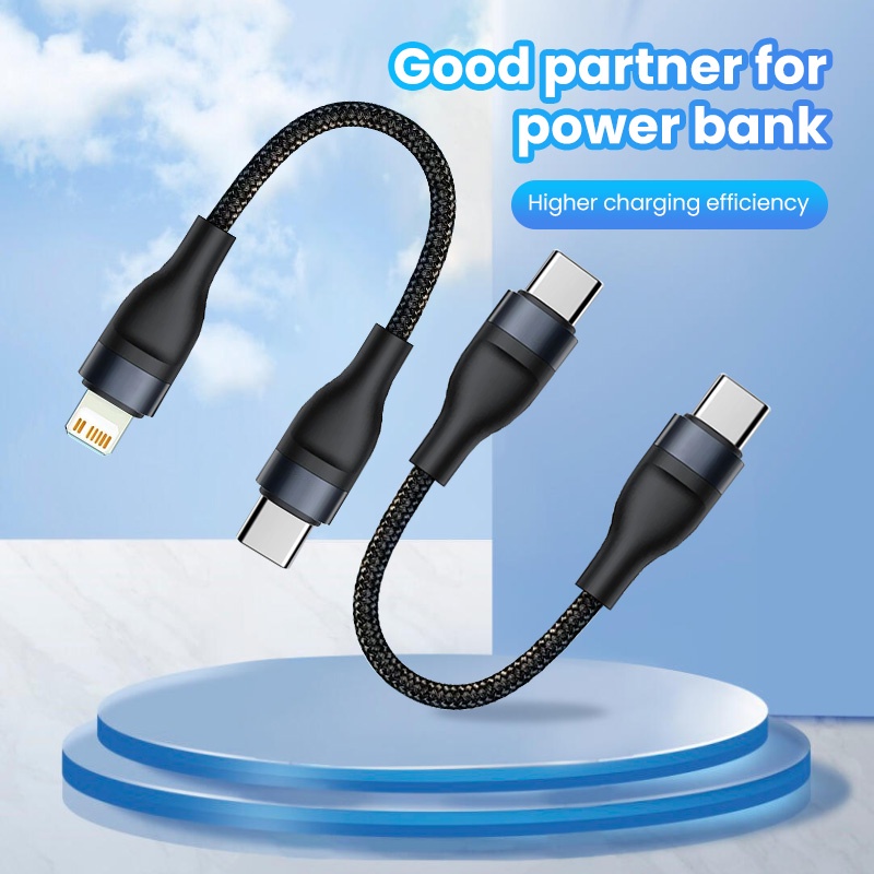 66W 25CM Power Bank Phone Cord Wire USB Type C to USB C Fast Charging ...