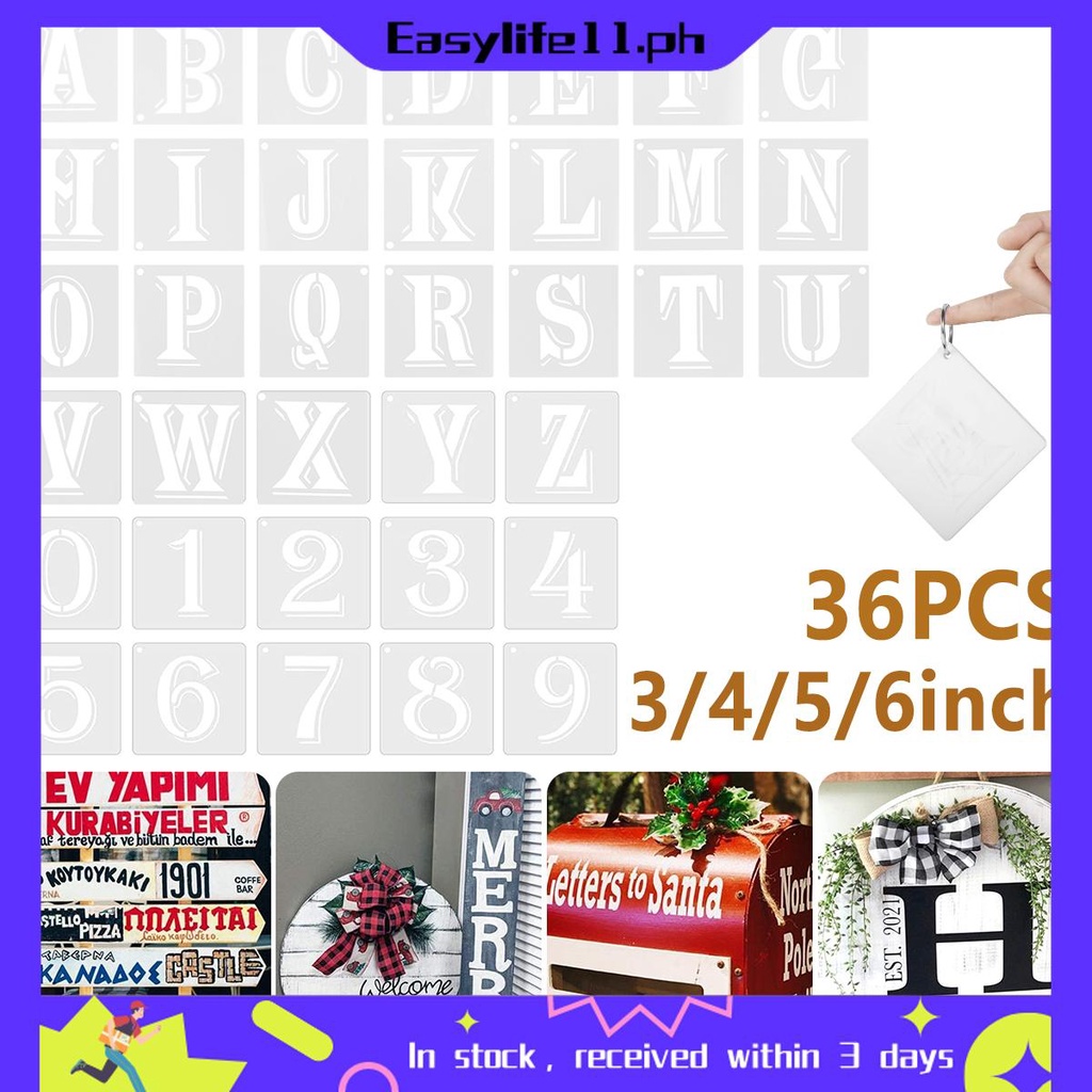 Alphabet Letter Stencils 36Pcs Reusable Plastic Letter Number Templates ...