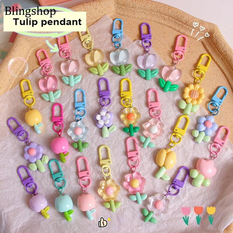 New Tulip Keychain Candy Color Resin Pendant Cute Bag Decoration ...
