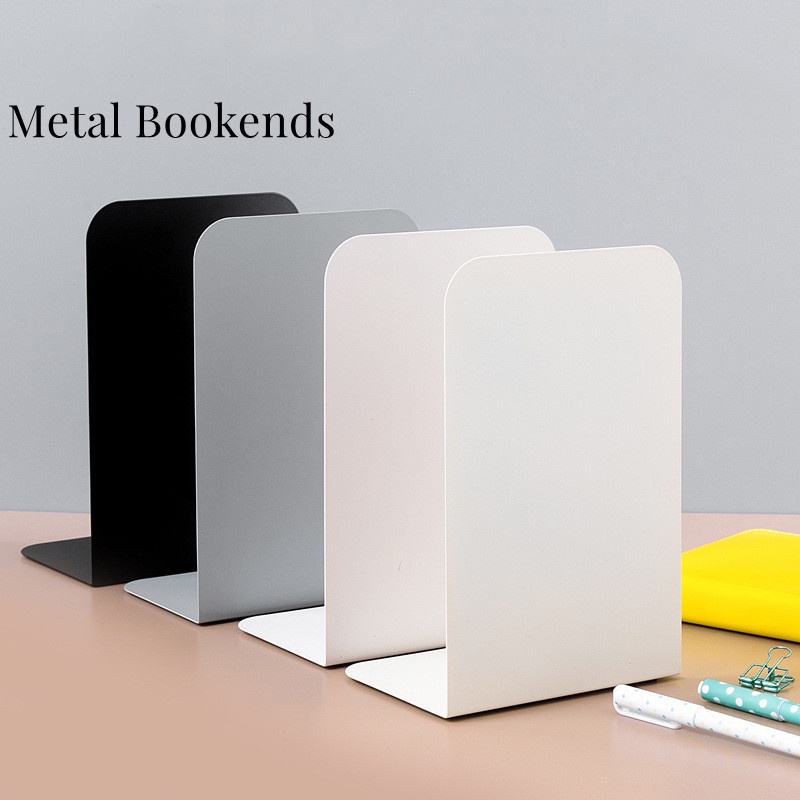 2Pcs Black White Bookends Stand Bookshelf Desktop Decorative Storage ...