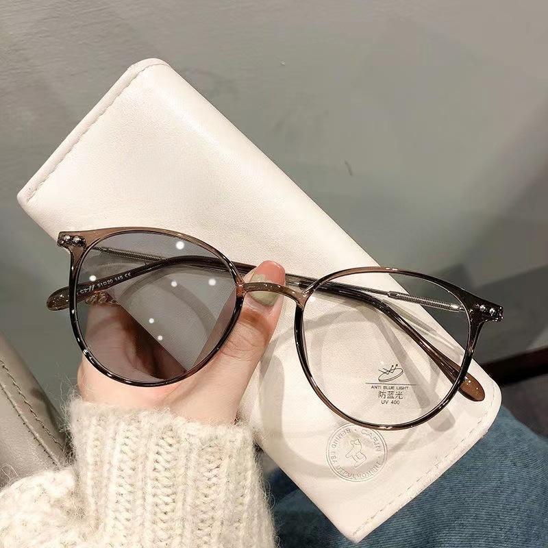 Photochromic Anti Radiation Eyeglass Square Frame Women Men Metal