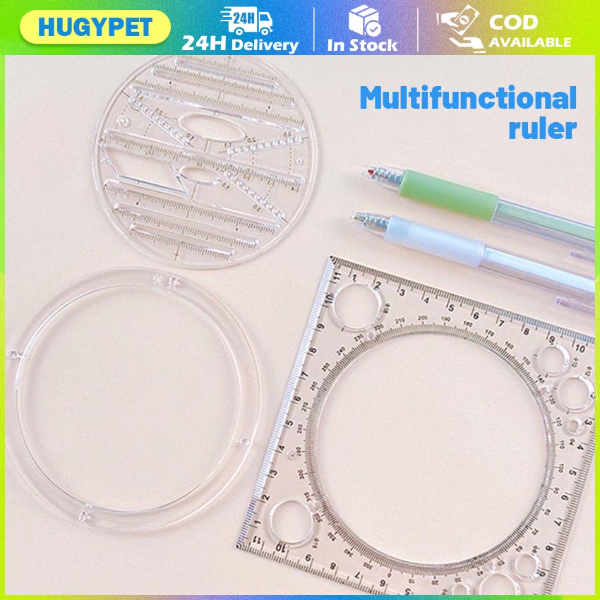 Geometric Drawing Ruler Set Rotatable Math Circle Ellipse Template Exam ...